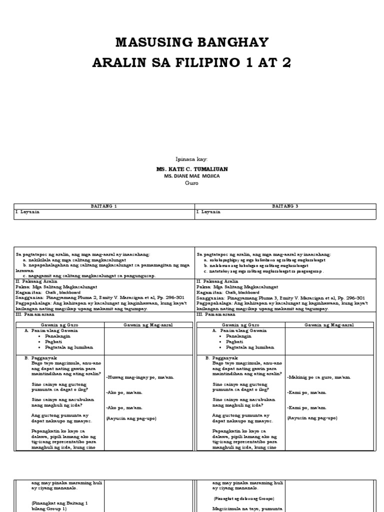 Lesson Plan Template (Multigrade) | PDF