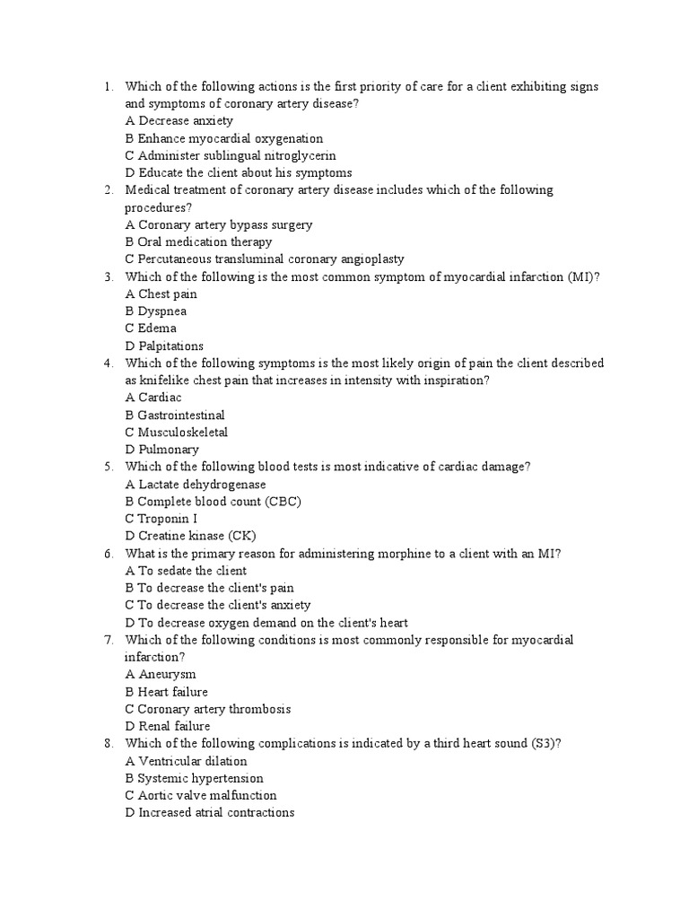 Test 1 Practice | PDF | Heart | Myocardial Infarction