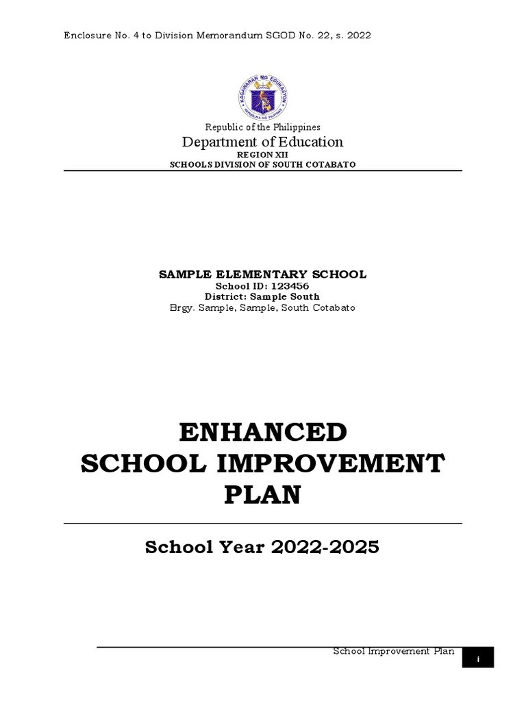 School Improvement Plan for Sample Elementary School | PDF