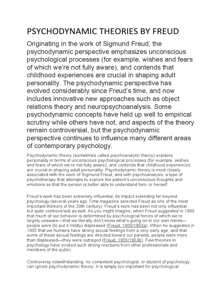 Freud's Psychodynamic Theories Explained | PDF | Id | Psychoanalysis