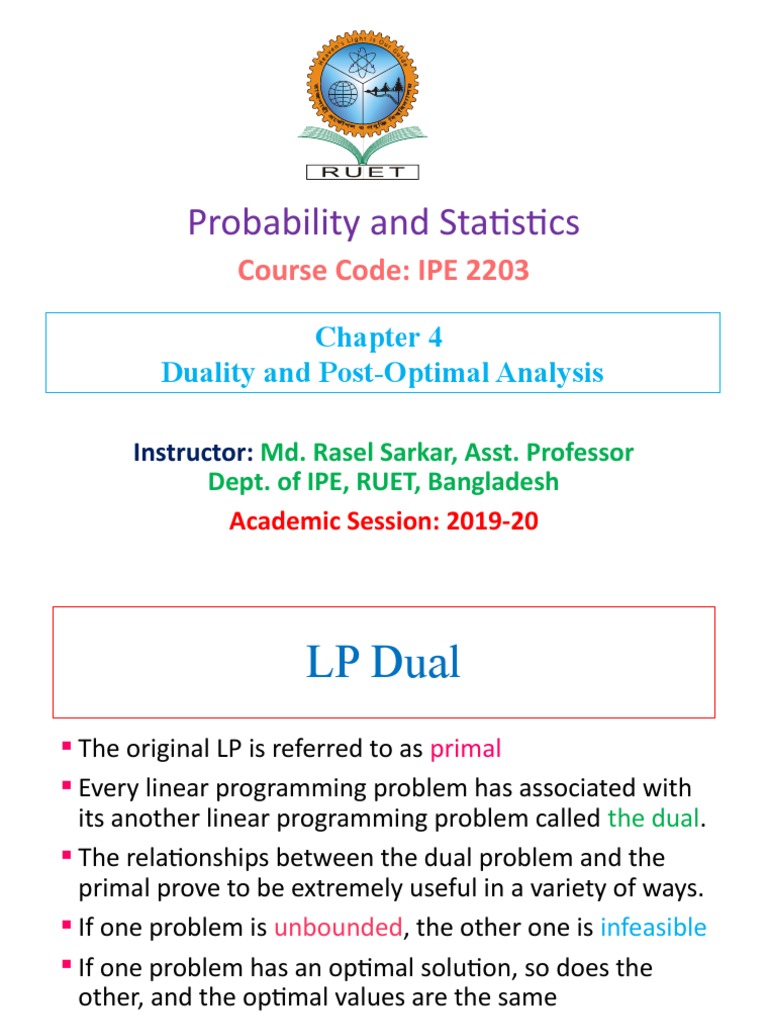 Chapter 4 Duality And Post Optimal Analysis Pdf Mathematical Optimization Linear Programming