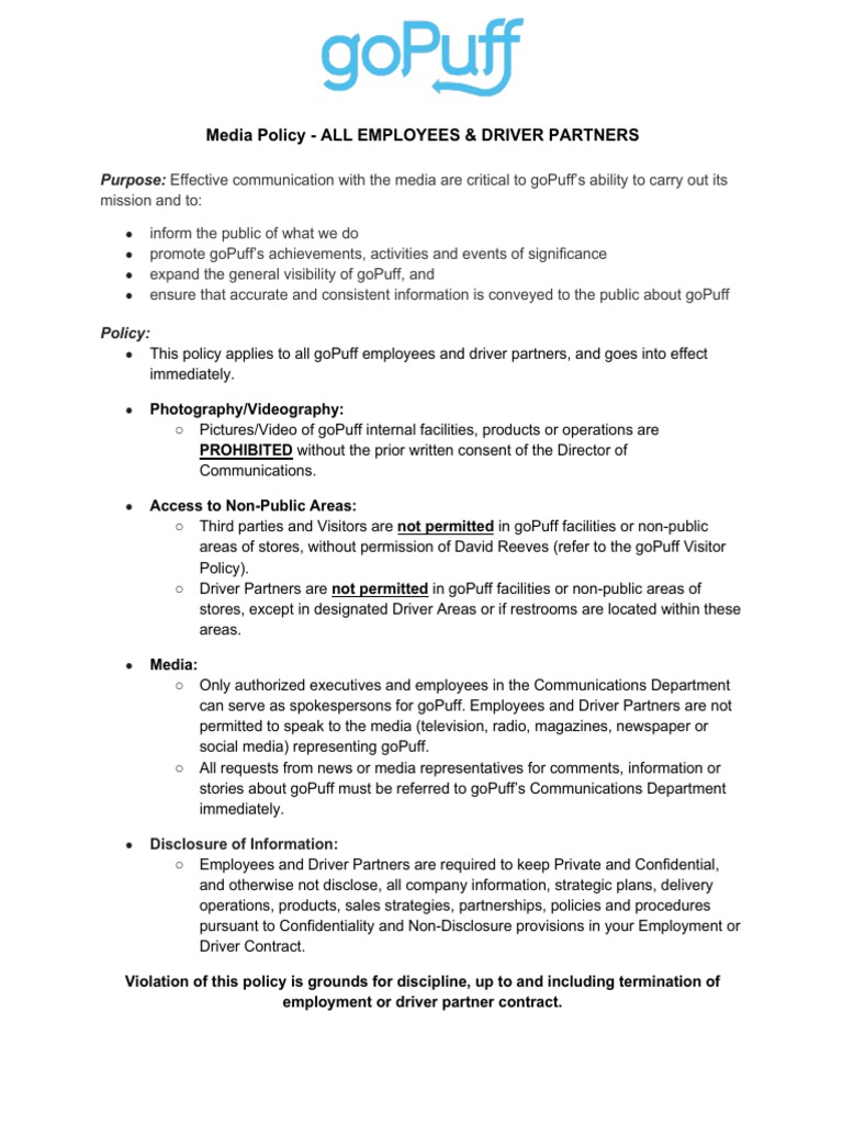 Media Policy | PDF | Non Disclosure Agreement | Justice