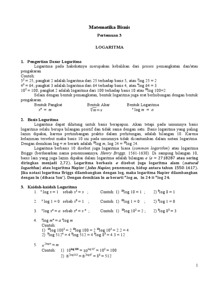 Logaritma | PDF | Metode & Bahan Ajar | Sains & Matematika