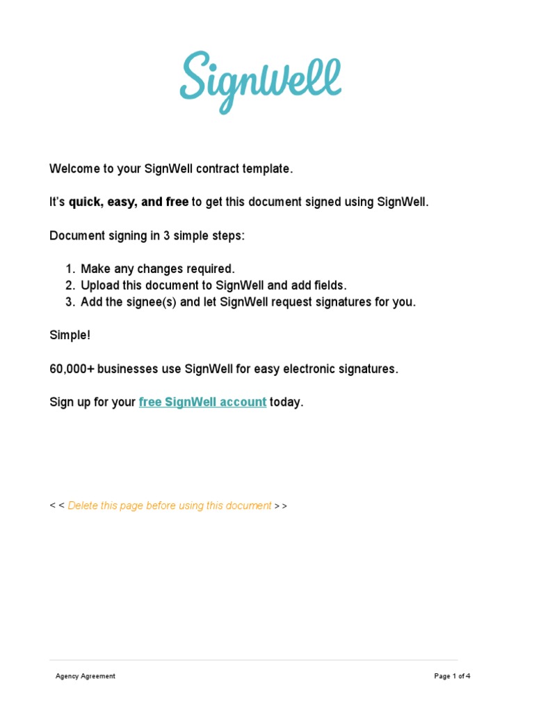 Agency Agreement Template | Download Free PDF | Indemnity | Law Of Agency