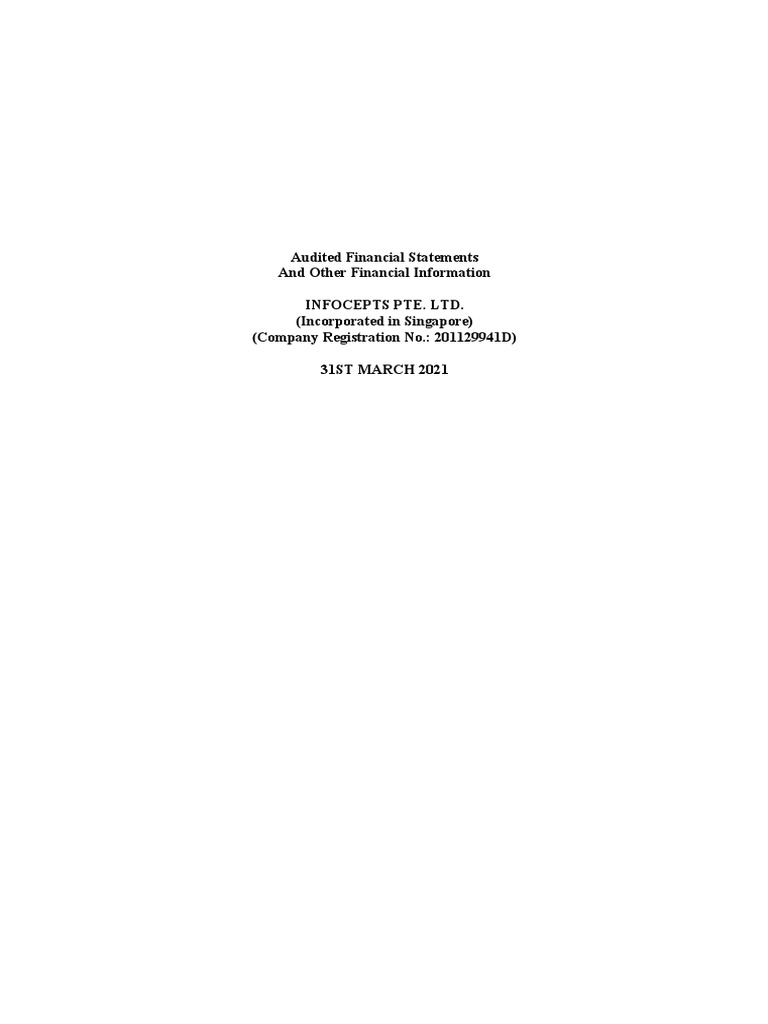 InfoCepts Pte. Ltd. 2021 Financial Audit | PDF | Financial Audit ...