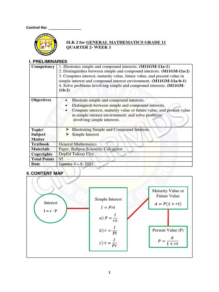 Math11 Gen Math q2 w1 Final | PDF | Interest | Compound Interest