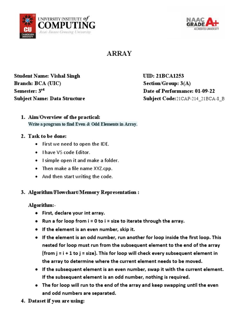 Vishal Singh (21bca1253) Dsa Ws-2 | Download Free PDF | Array Data Structure | Software Development