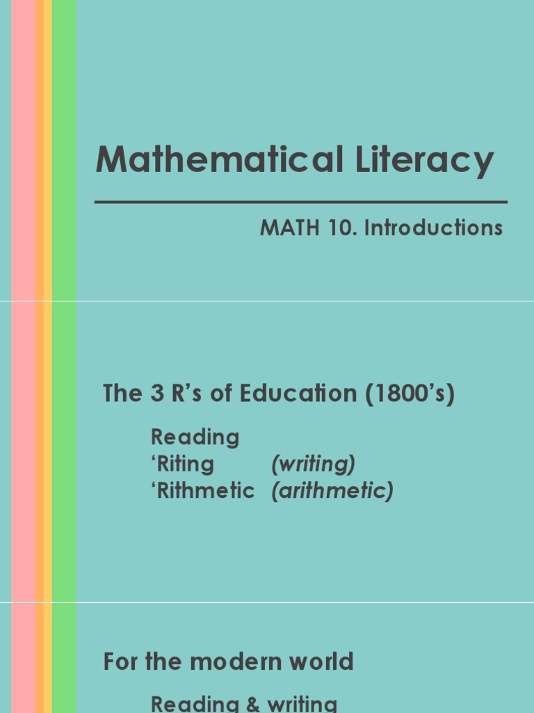 MATH 10 Slides. Mathematical Literacy | PDF | Mathematics | Literacy