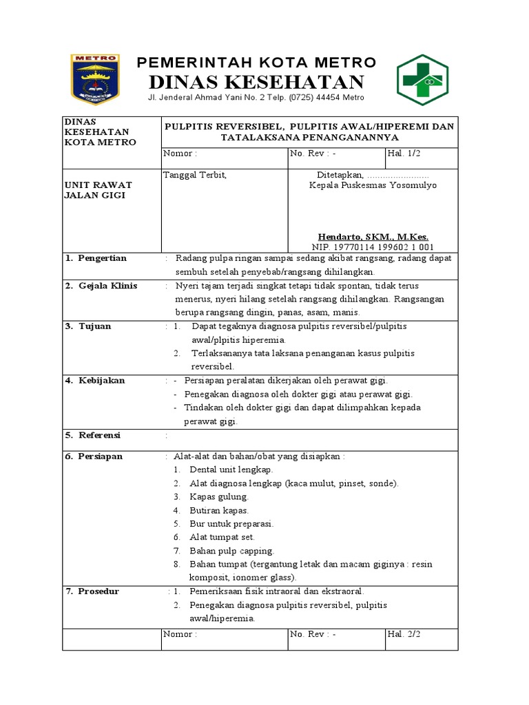 Penanganan Pulpitis Reversibel | PDF