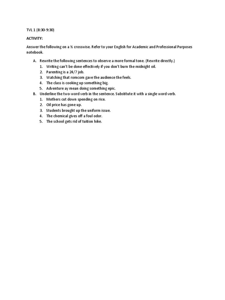 Features of Academic Writing Quiz | PDF