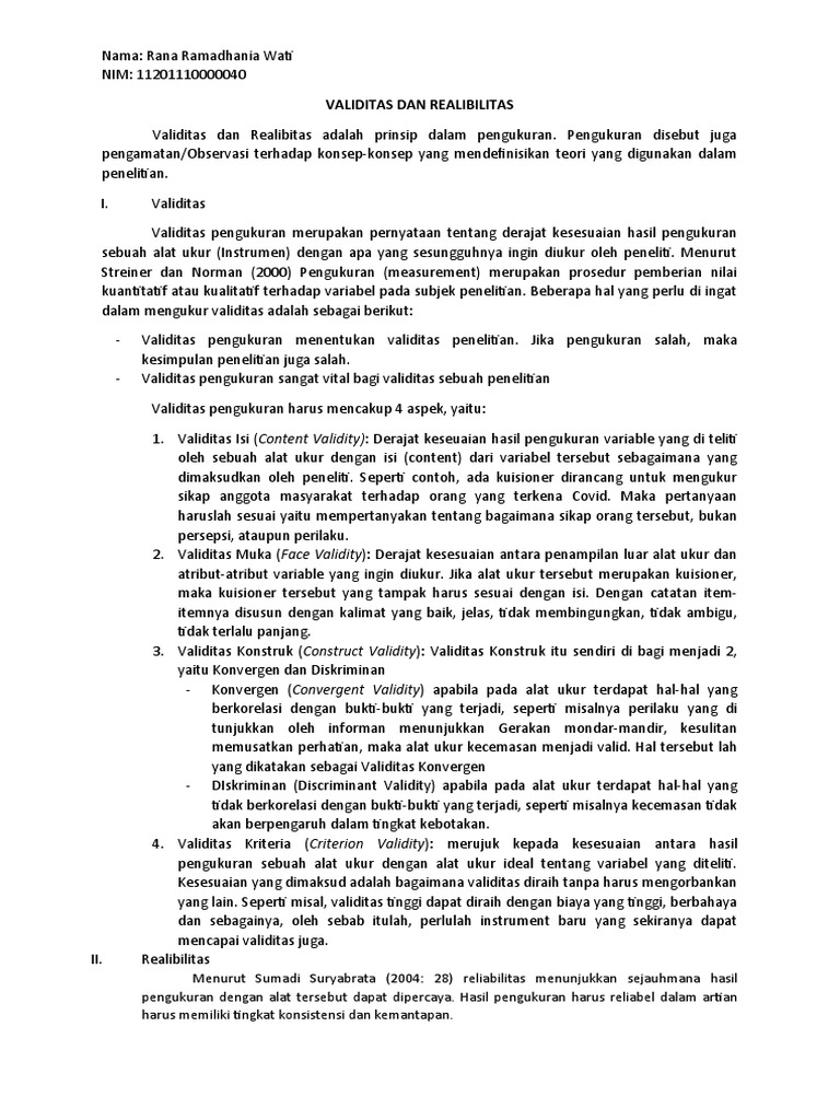 Resume 7 - Jenis Jenis Validitas | PDF | Karier & Perkembangan | Sains & Matematika