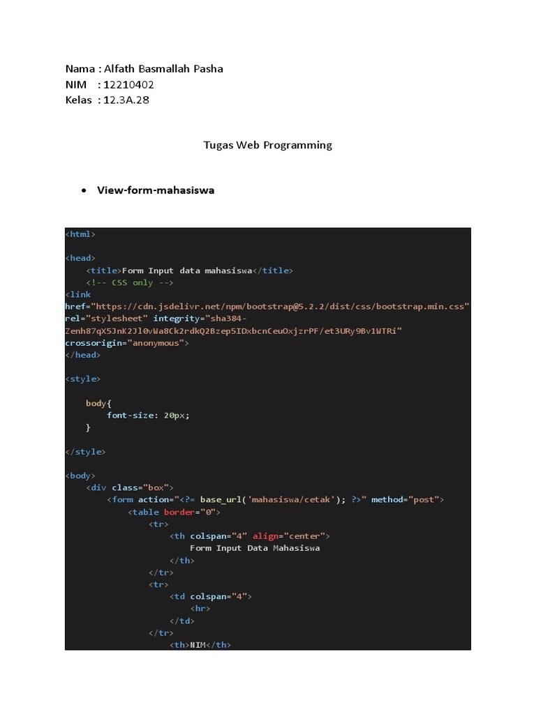 Web Programming - Codingan Pembuatan Form | PDF