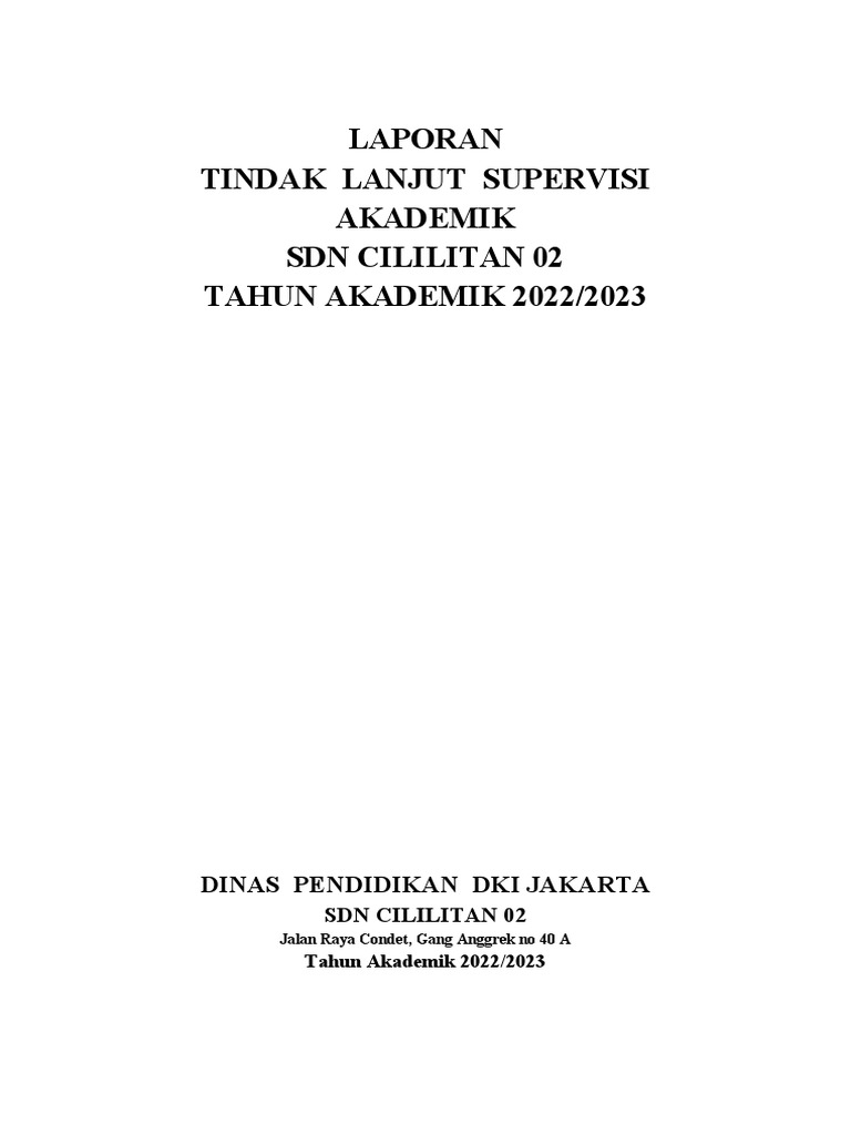 Laporan Tindak Lanjut Hasil Supervisi TA 2022 | PDF | Karier & Perkembangan