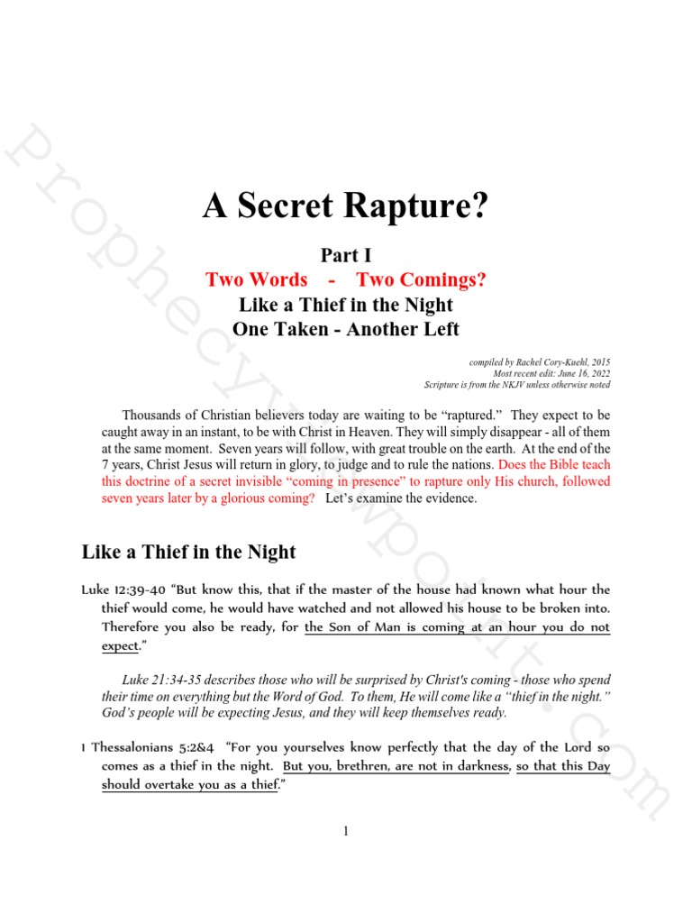 16b-Secret Rapture-Part I | PDF | Rapture | Second Coming