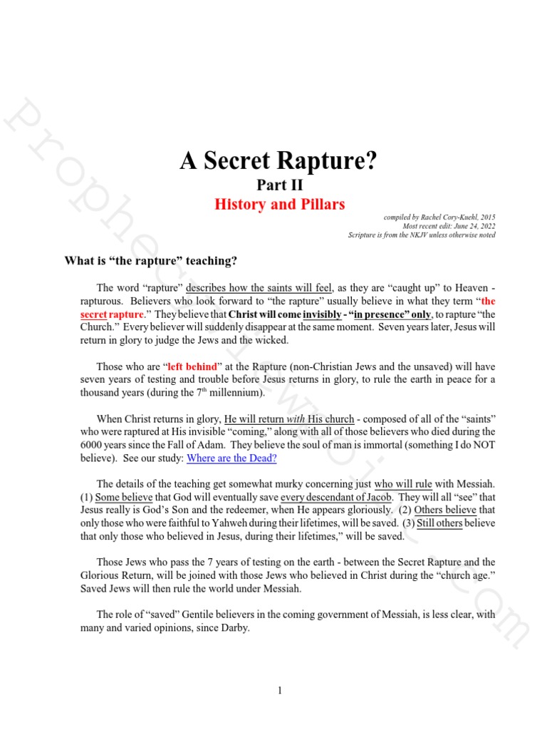 16b-Secret Rapture-Part II | PDF | Dispensationalism | Jesus