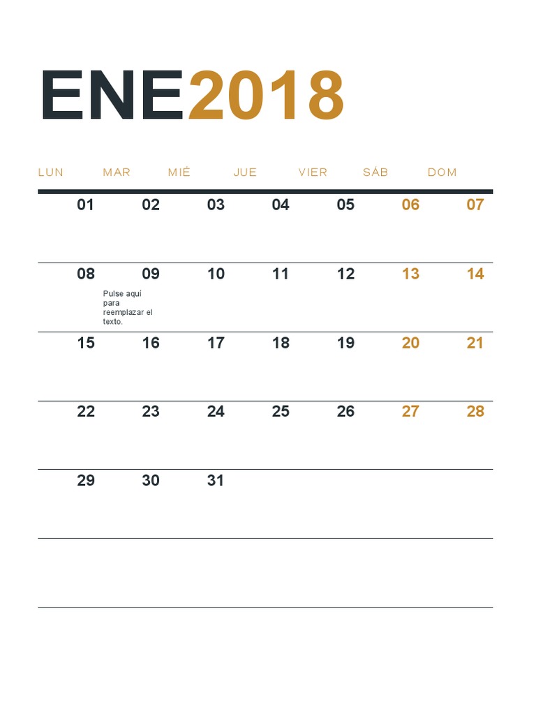 LUN MAR MIÉ JUE Vier SÁB DOM: Pulse Aquí para Reemplazar El Texto | PDF