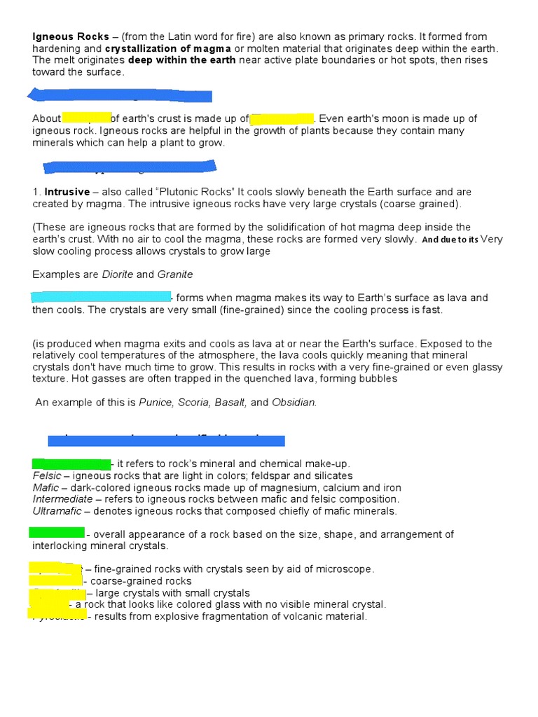 Overview of Igneous Rocks and Classification | PDF | Igneous Rock ...
