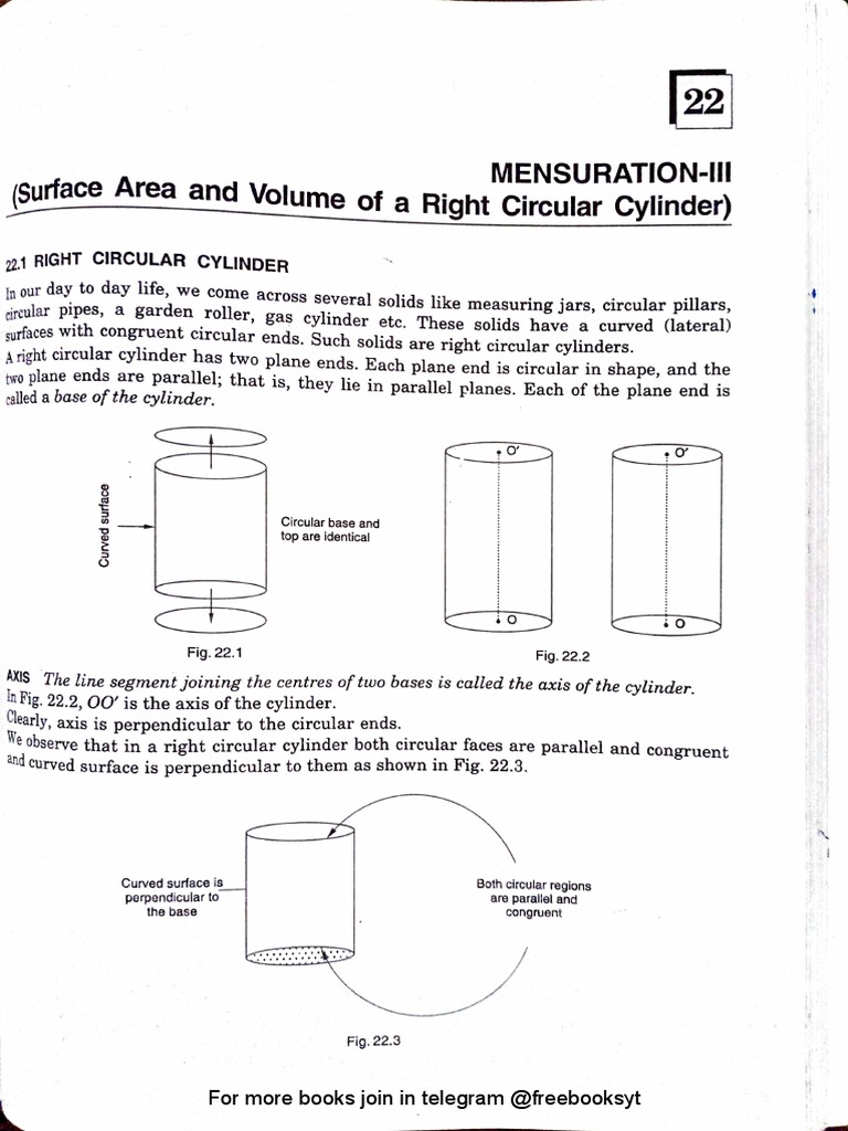 RD Sharma Class 8 Mensuration-Iii (Surface Area and Volume of A Right Circular Cylinder ...
