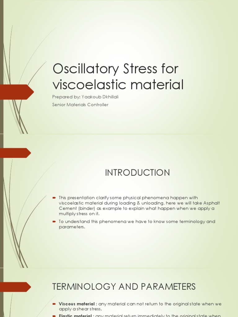 Oscillatory Stress in Viscoelastic Materials | PDF | Viscoelasticity ...