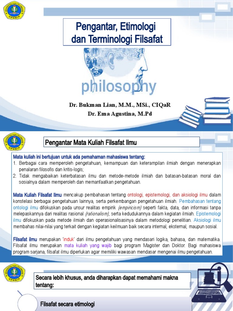PERTEMUAN 1 Pengantar, Etimologi Dan Terminologi Filsafat | PDF