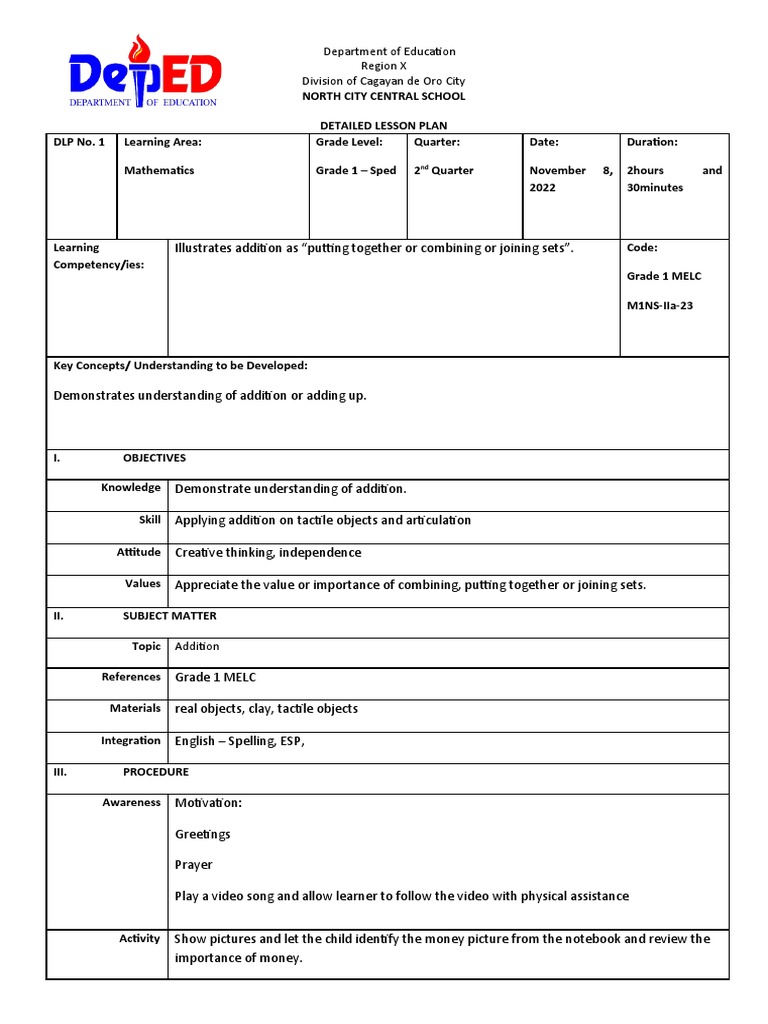 LESSON-PLAN-sped Math | PDF | Lesson Plan | Learning