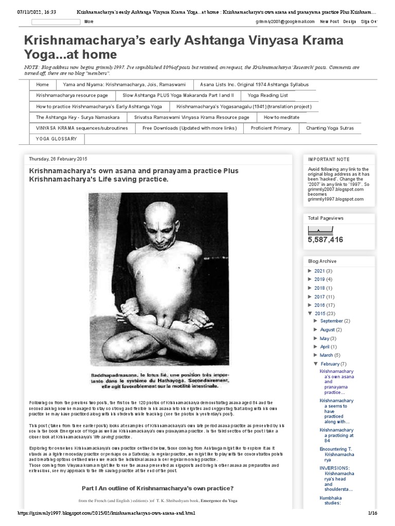 Krishnamacharya's Own Asana and Pranayama Practice Plus Krishnamacharya's Life Saving Practice ...