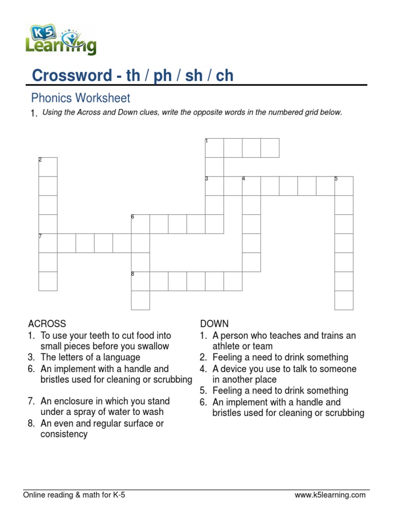 Cross Words TH PH SH CH | PDF | Crossword | Human Communication