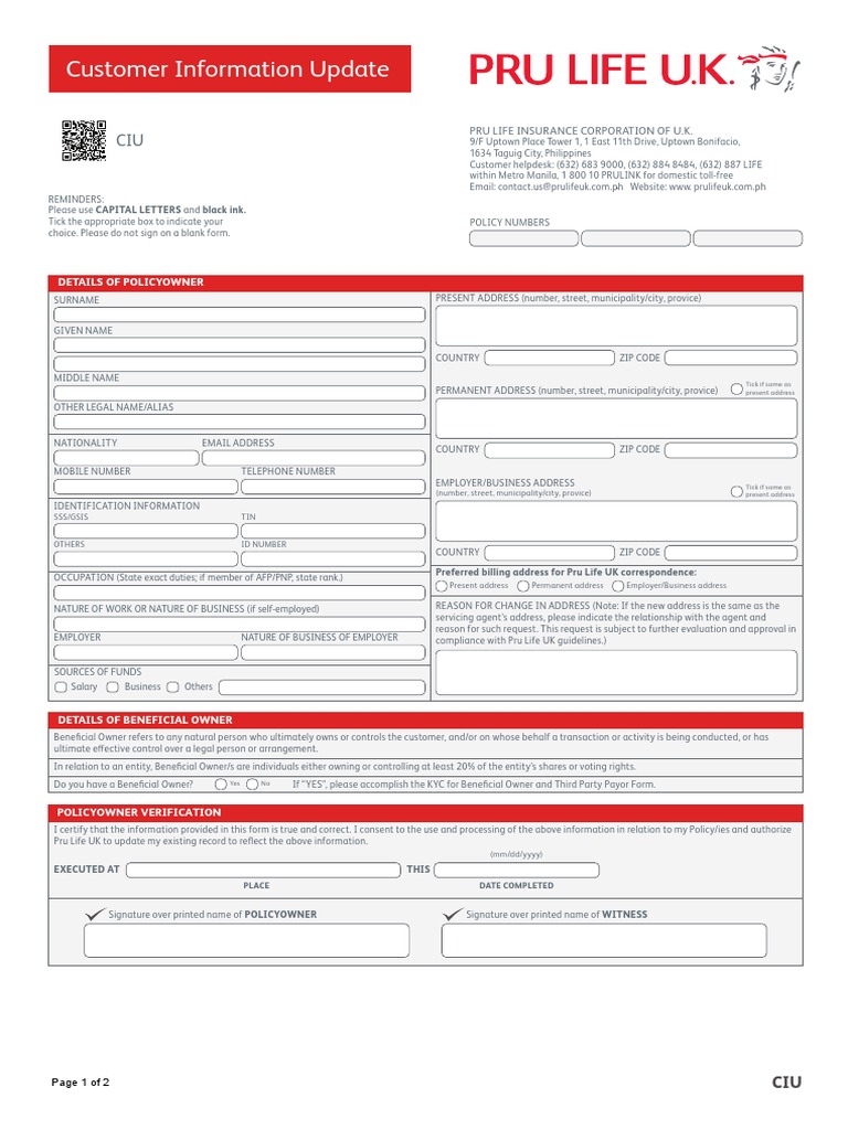 Customer Information Update Form | PDF | Signature