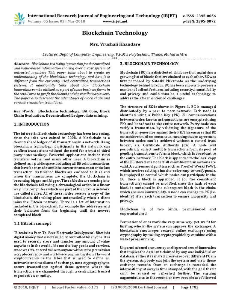 Blockchain Technology | PDF | Bitcoin | Cryptocurrency
