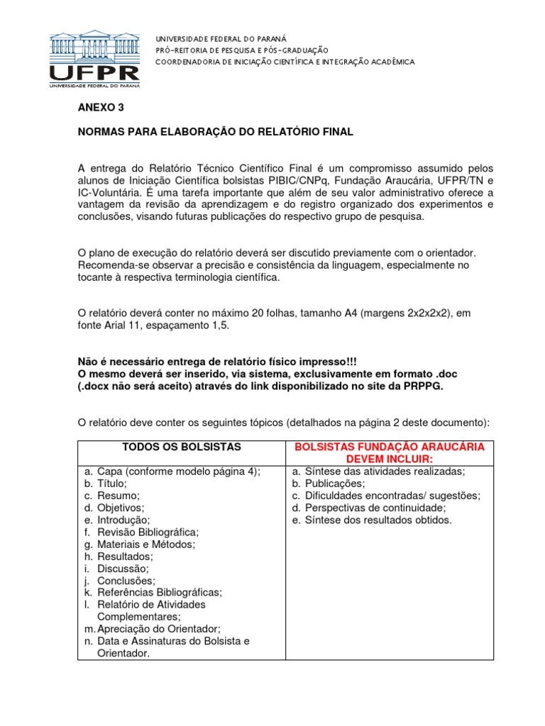 Modelo Relatorio Ufpr | PDF | Mestrado | Estado