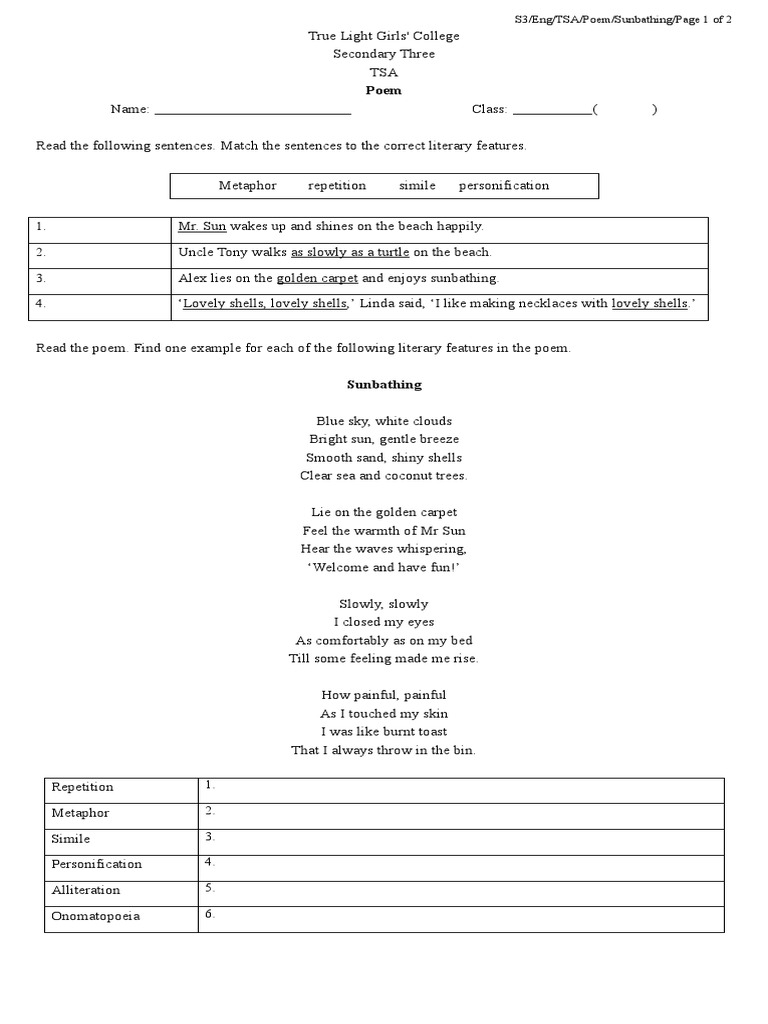 Poem Sunbathing | PDF | Poetry