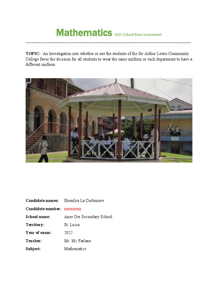 Maths SBA On SALCC Uniform | PDF