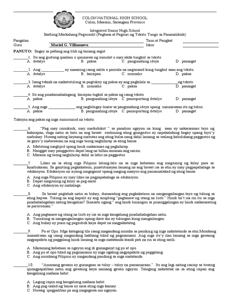 3rd Grading Pagbasa at Pagsuri Tungo Sa Pananaliksik | PDF