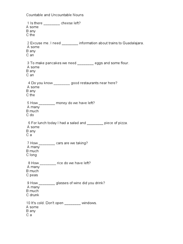 Countable and Uncountable Nouns | PDF
