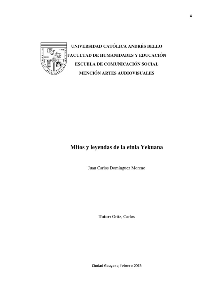 Mitos y Leyendas de La Etnia Yekuana | PDF | Guión | El Señor de los ...