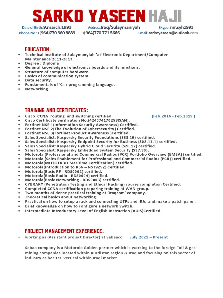 Sarko Yaseen Haji Mar.2022 Tommorw | PDF | Computer Network | Cisco Certifications