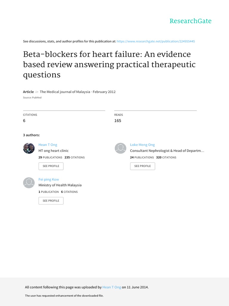Beta-Blockers For Heart Failure | PDF | Heart Failure | Cardiovascular ...