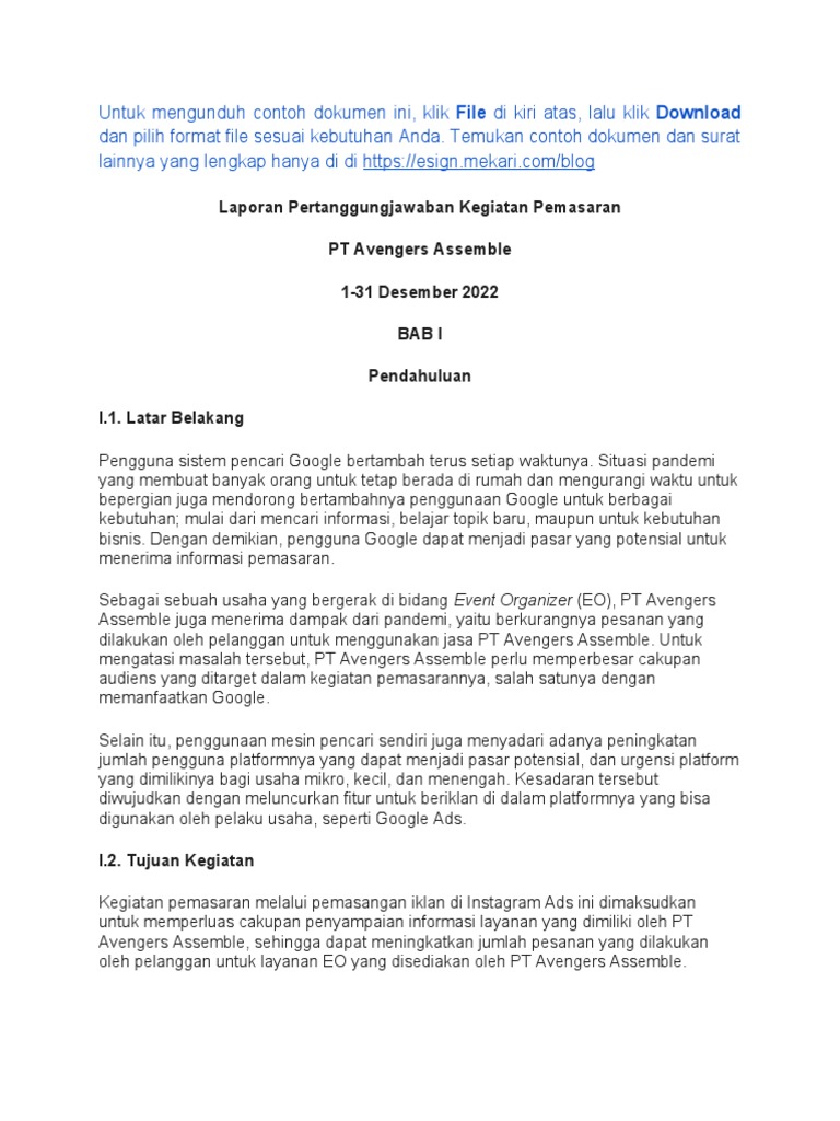 Contoh LPJ | PDF | Bisnis