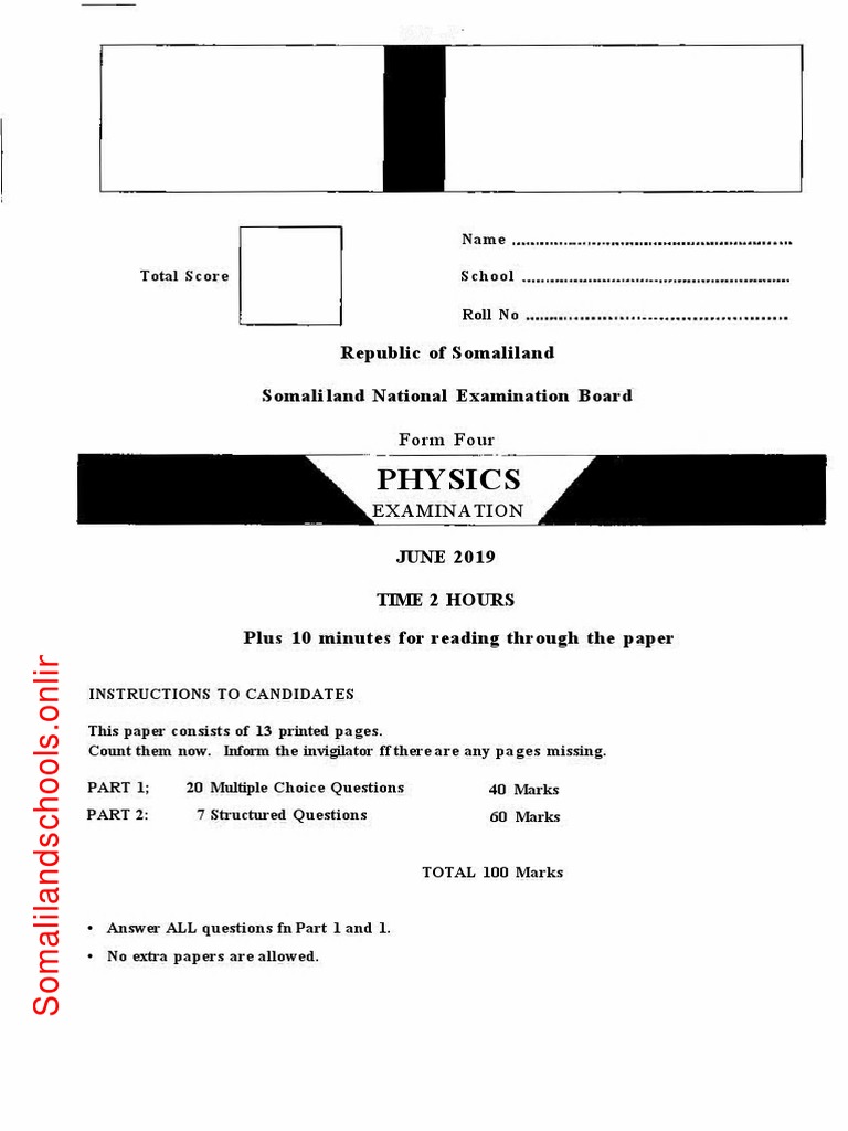 Physics Exam 2019 Watermark | PDF | Radio | Radioactive Decay