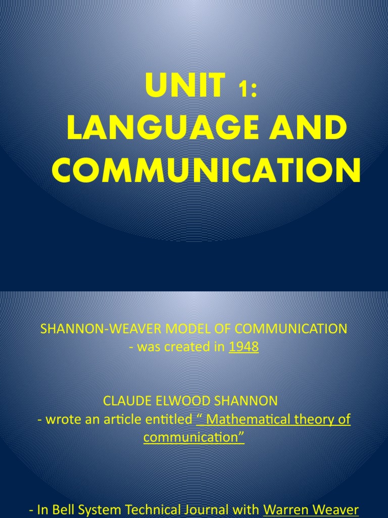 Unit 1 Shannon-Weaver Model | PDF | Foreign Language Studies