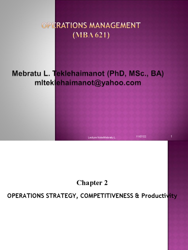 Operations MGMT Lecture Note (Chapter 2) MLT | PDF | Strategic Management | Supply Chain