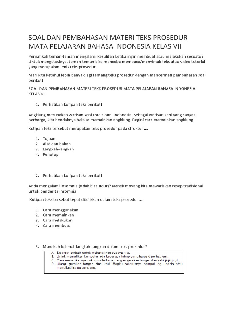 Teks Prosedur Latihan Soal | PDF