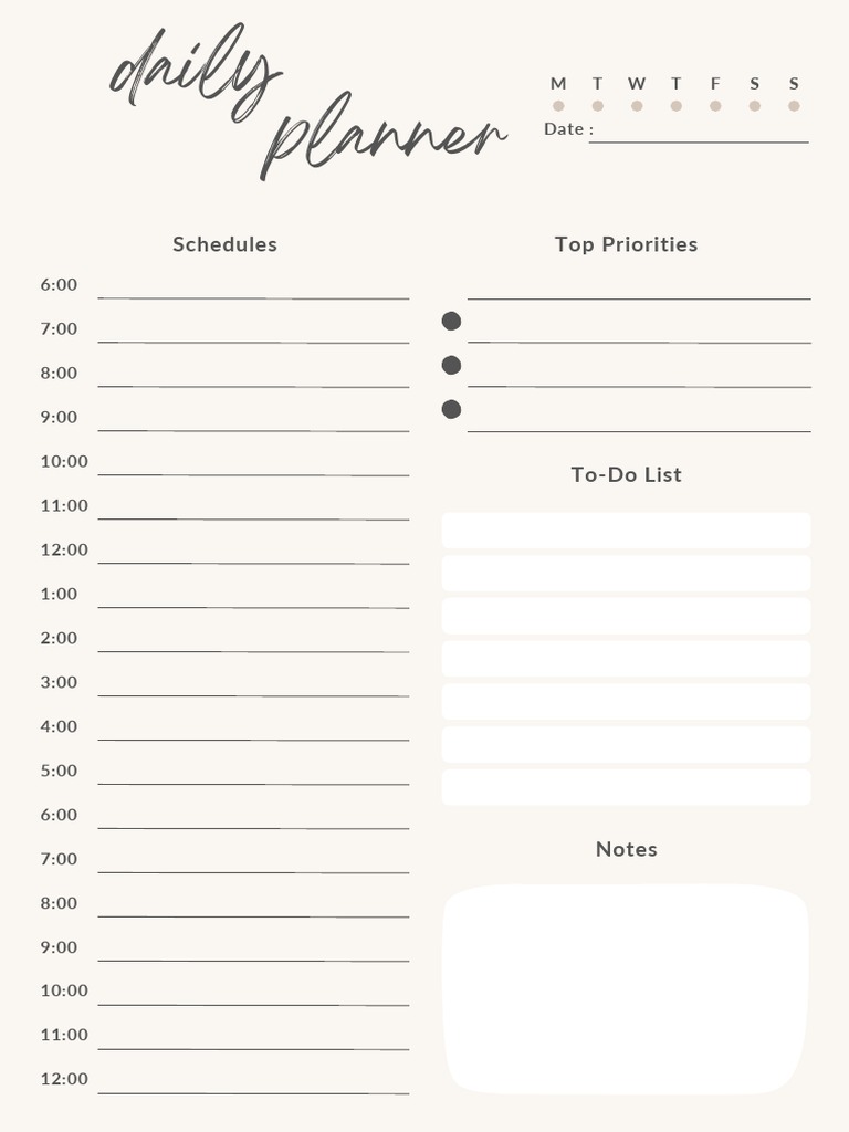 Elegant and Professional Daily Planner Sheet | PDF