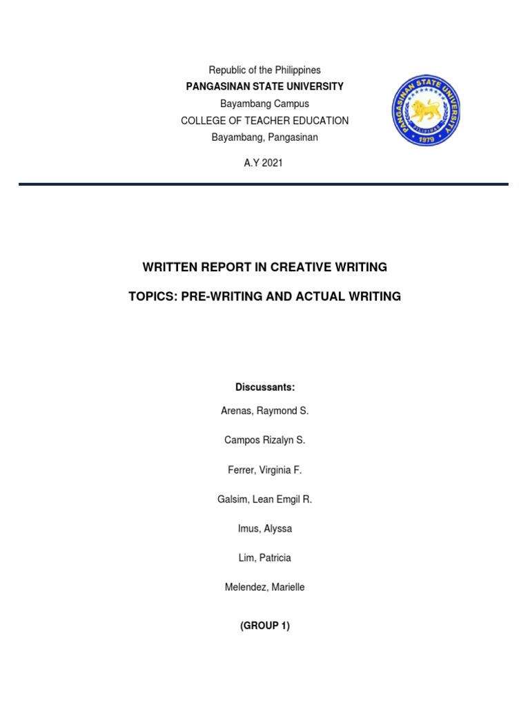 Group 1 - Creative Writing | PDF | Obsessive–Compulsive Disorder ...