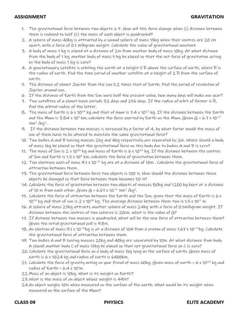 Gravitation | PDF | Mass | Weight