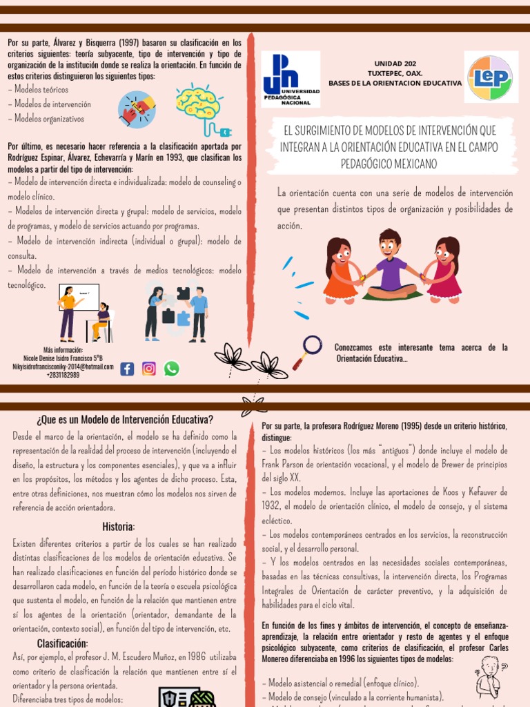 Diptico Modelos Nde Intervencion-Nicole Denise Isidro Francisco | PDF ...