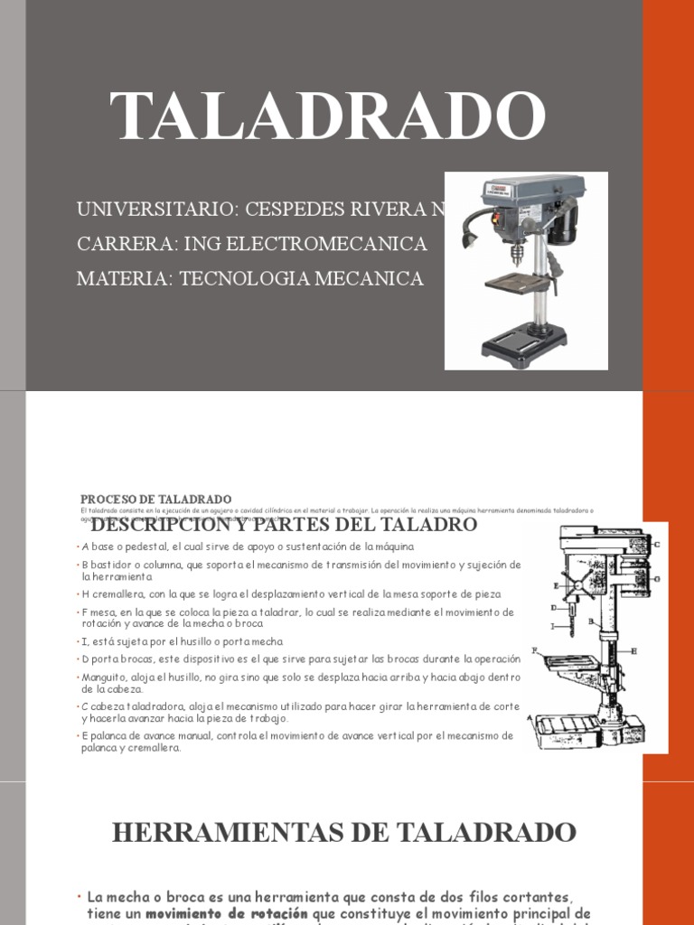 TALADRADO | PDF | Perforar | Herramientas