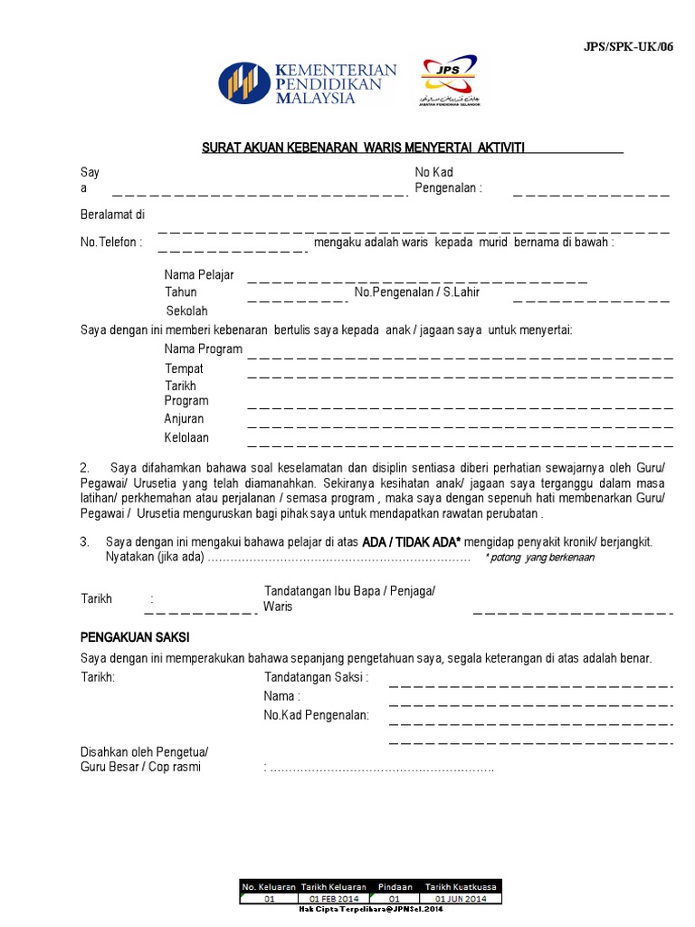 JPS SPK UK 06 Surat Kebenaran | PDF