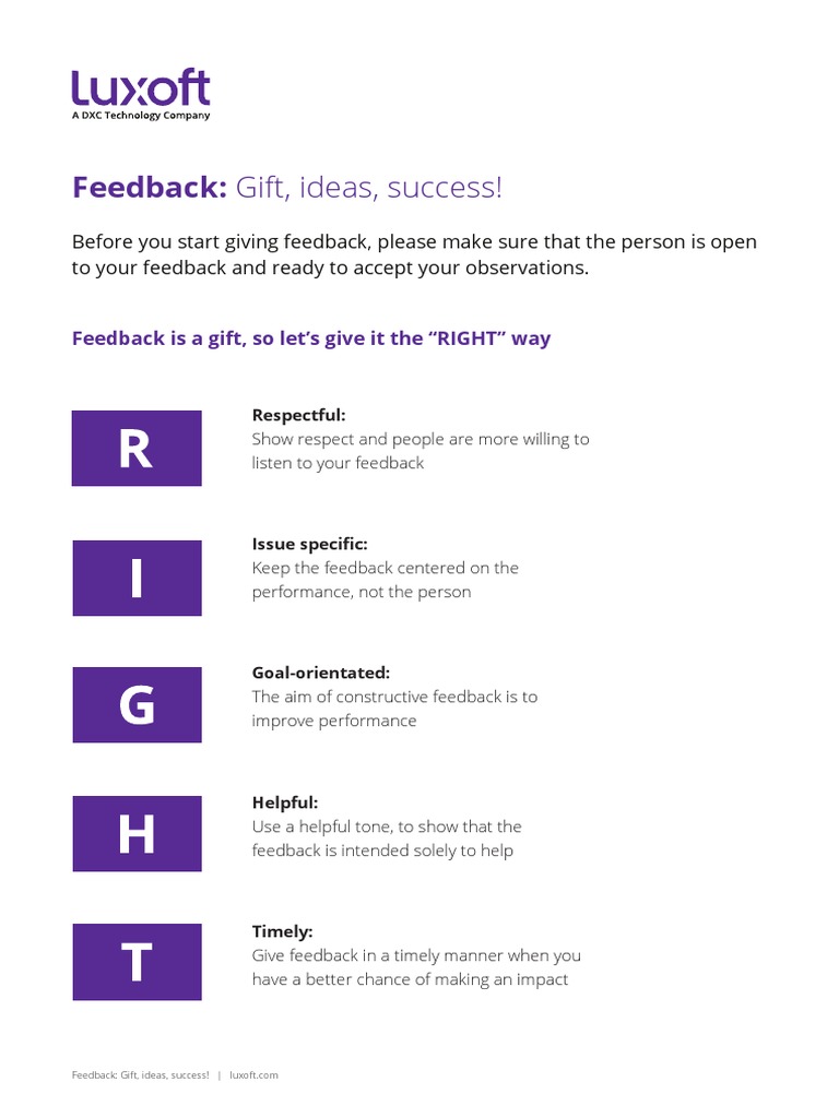 Giving Feedback - The RIGHT Way | PDF | Business