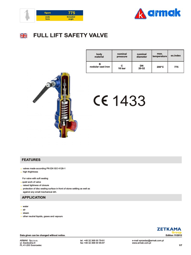 775 en | PDF | Valve | Physical Quantities